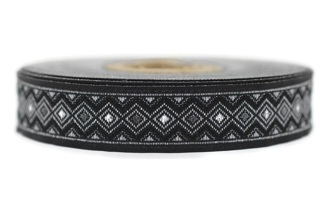 15 Mm Black&silver Triangle Motive Jacquard Ribbon, (0.59 Inches ...
