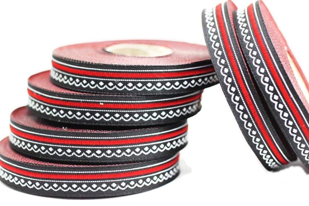 12 Mm Red&black Indian Motive Jacquard Ribbon (0.47 Inches), Ribbon ...