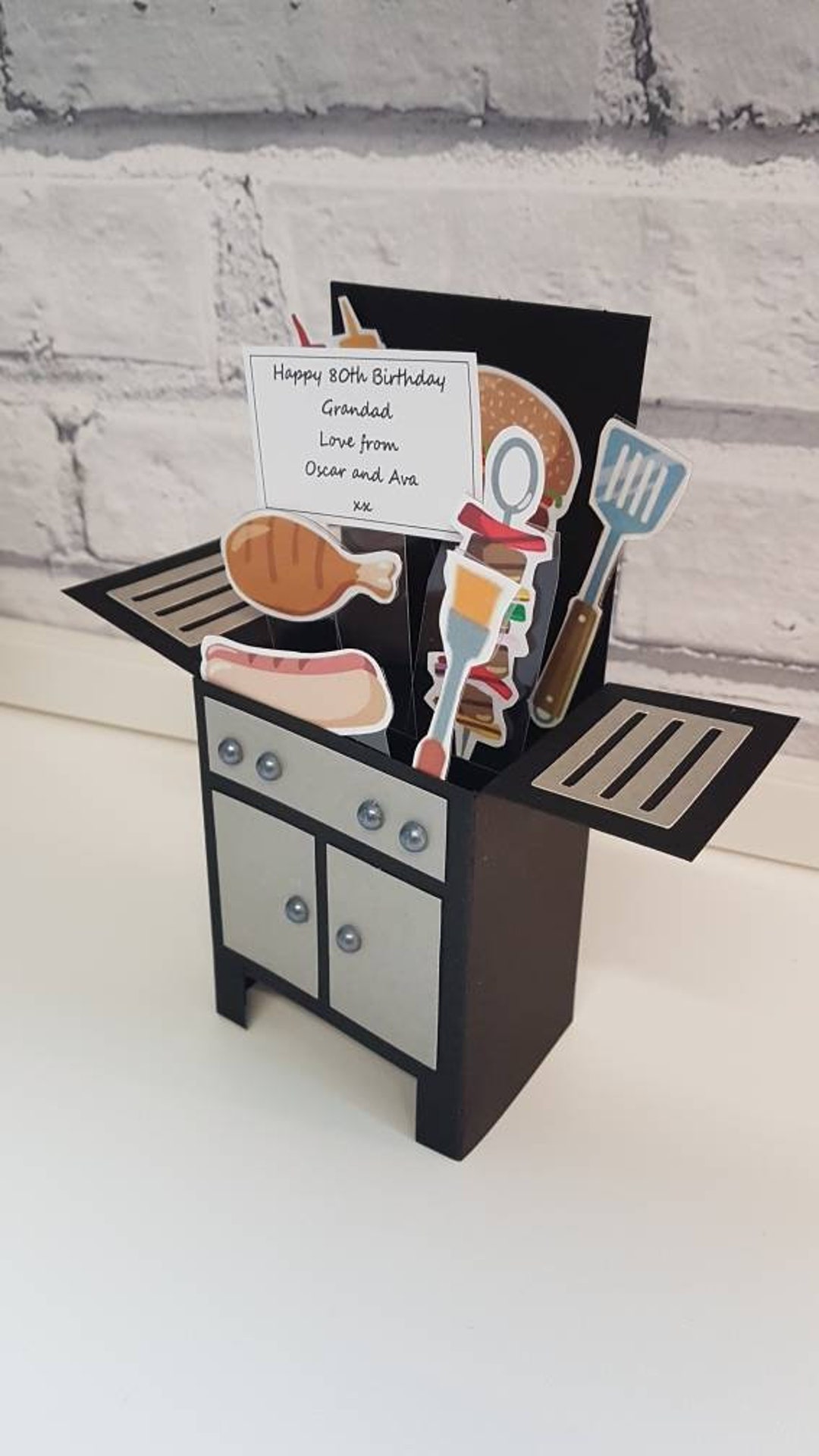 Handmade Personalised Pop up Card BBQ Grill Oven Burgers Hot - Etsy
