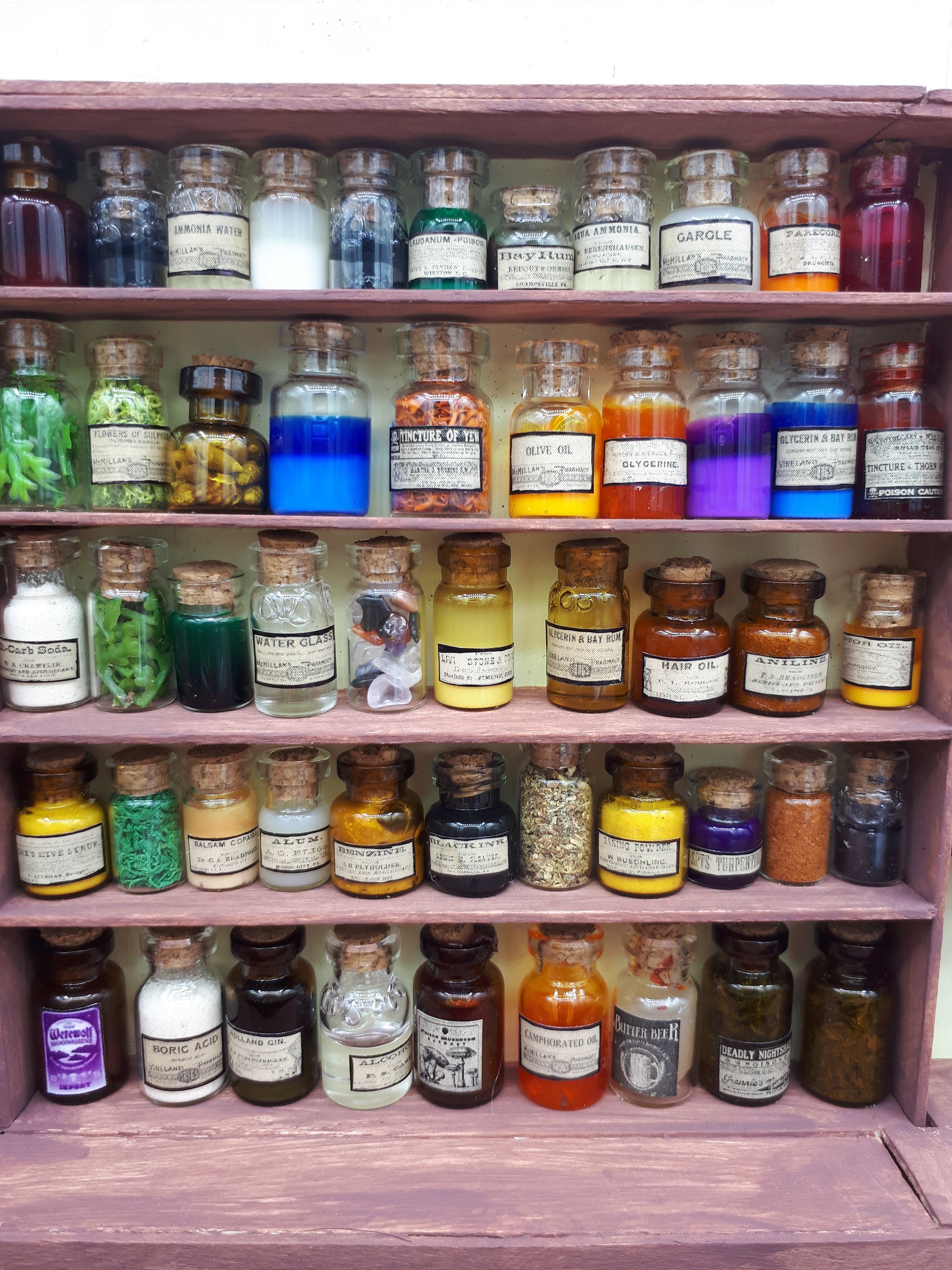 Miniature 1:12, Set of Four Bottles of Potions to Decorate Our Witch ...