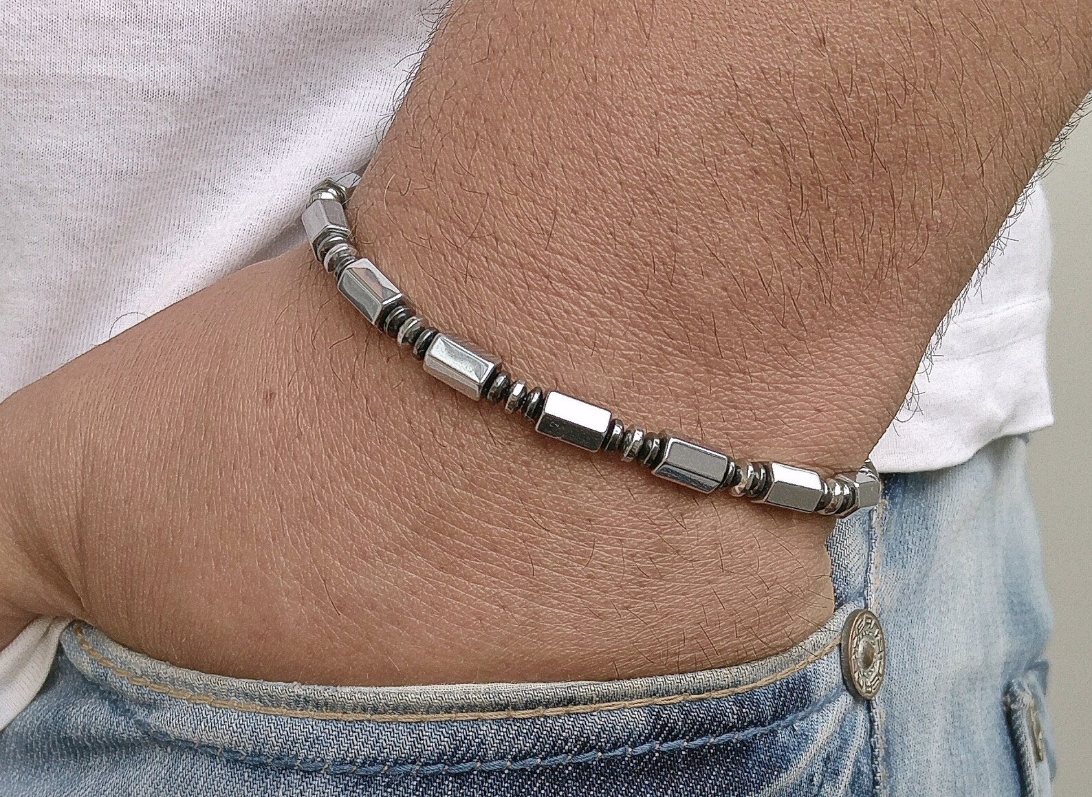 Mens Bracelet Hematite Men Bracelete Bracelet Perle Homme Mens | Etsy