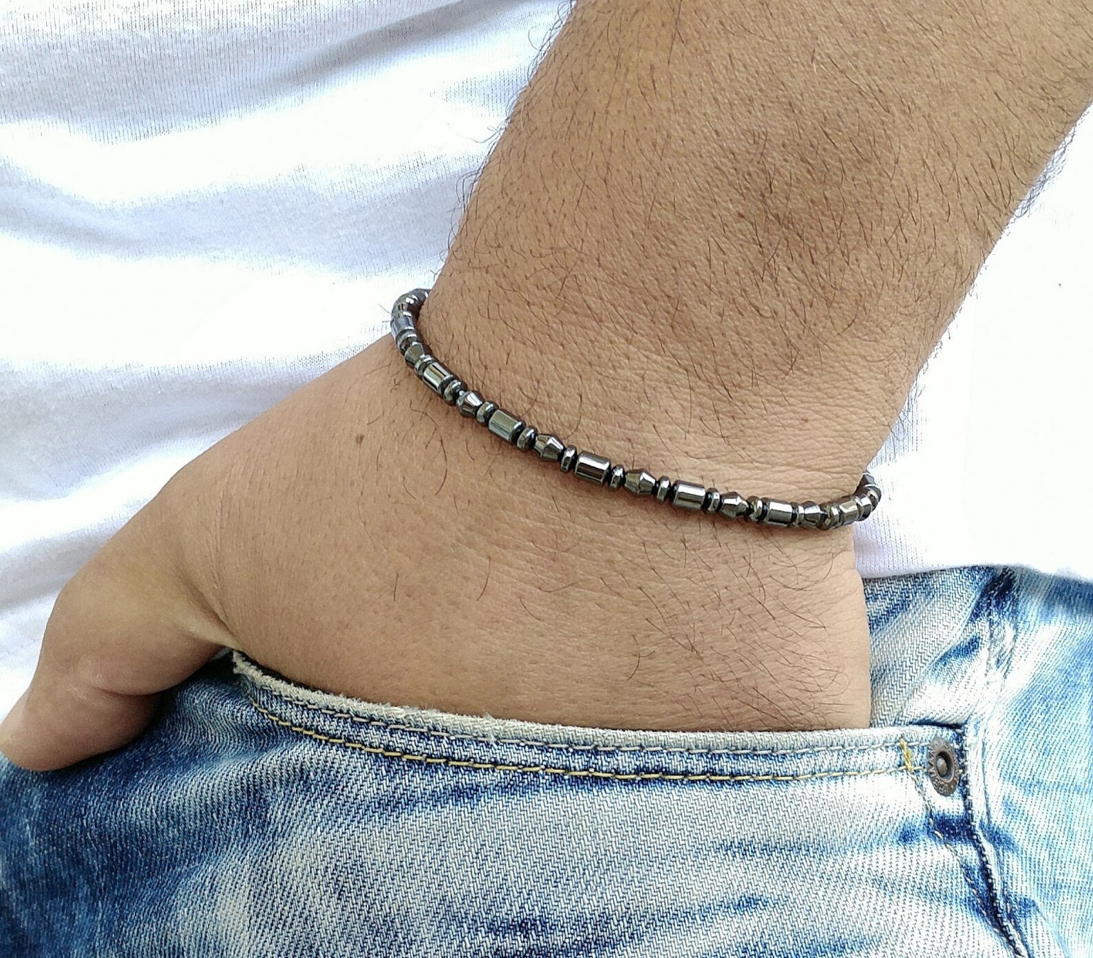 Mens Bracelet Bracelet Perle Home Men Bracelete Hematite Mens - Etsy
