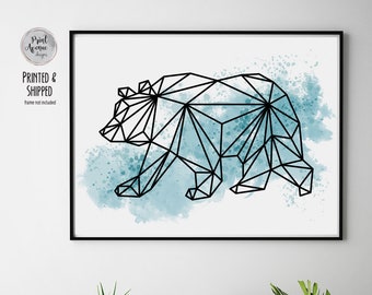 Geometric bear print | Etsy