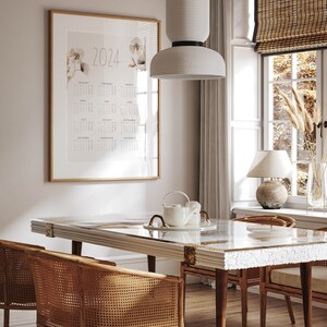 2024 Calendar, Minimalist Boho Yearly Wall Calendar in Neutral Beige ...