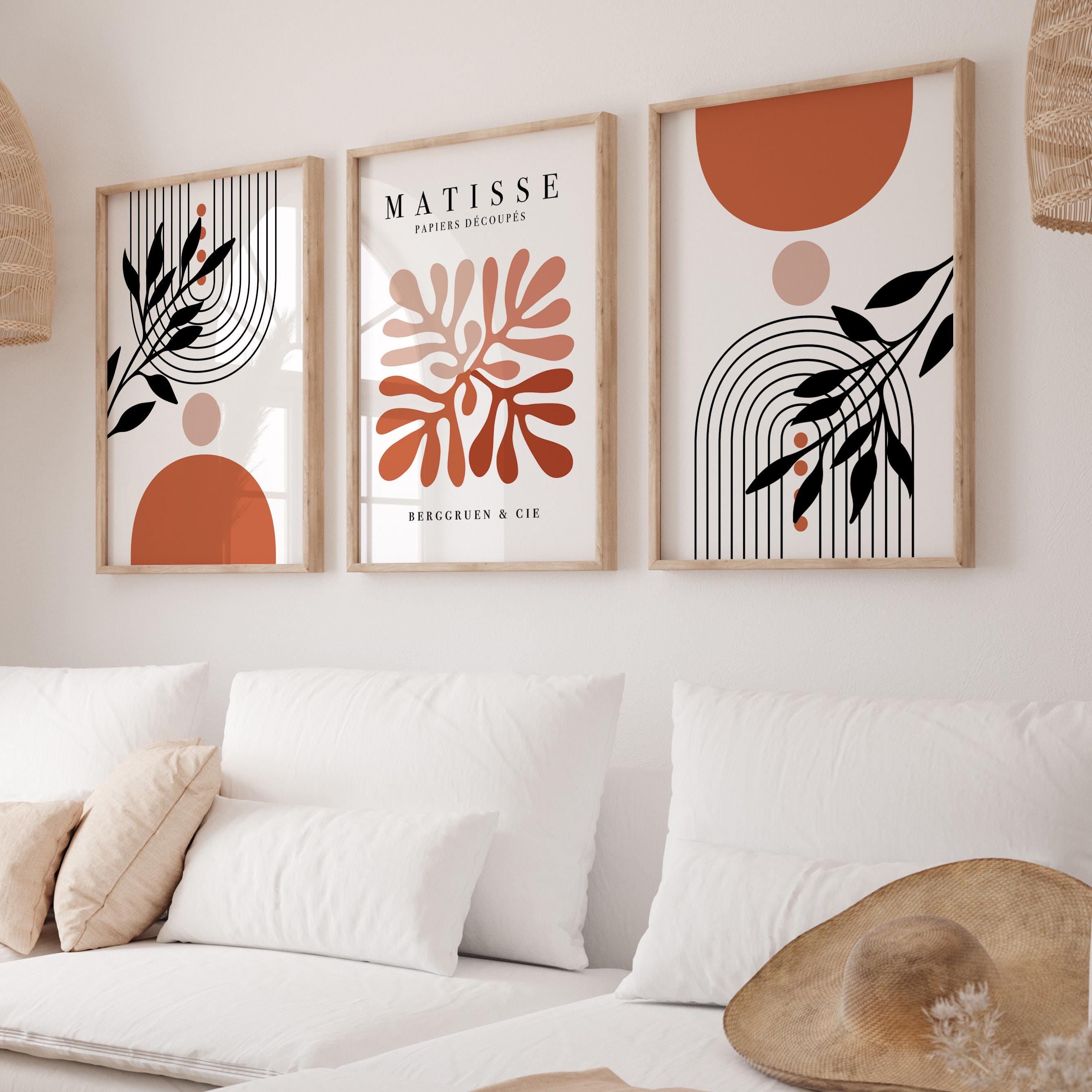 Set of 3 Botanical Posters in Terracotta Orange, Matisse Print, Mid ...