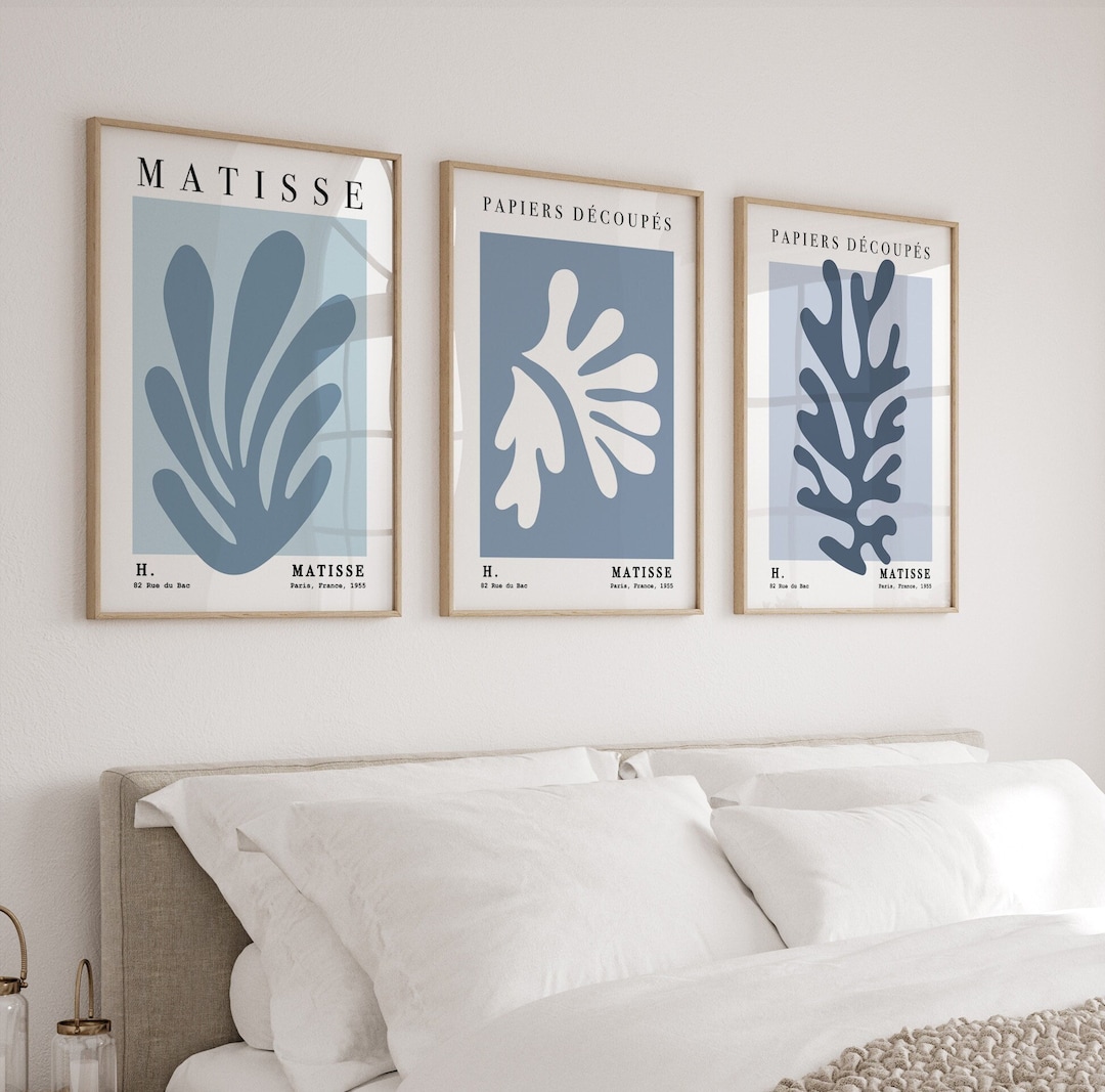 Set of 3 Blue Matisse Prints, Pastel Blue Wall Art, Room Decor ...