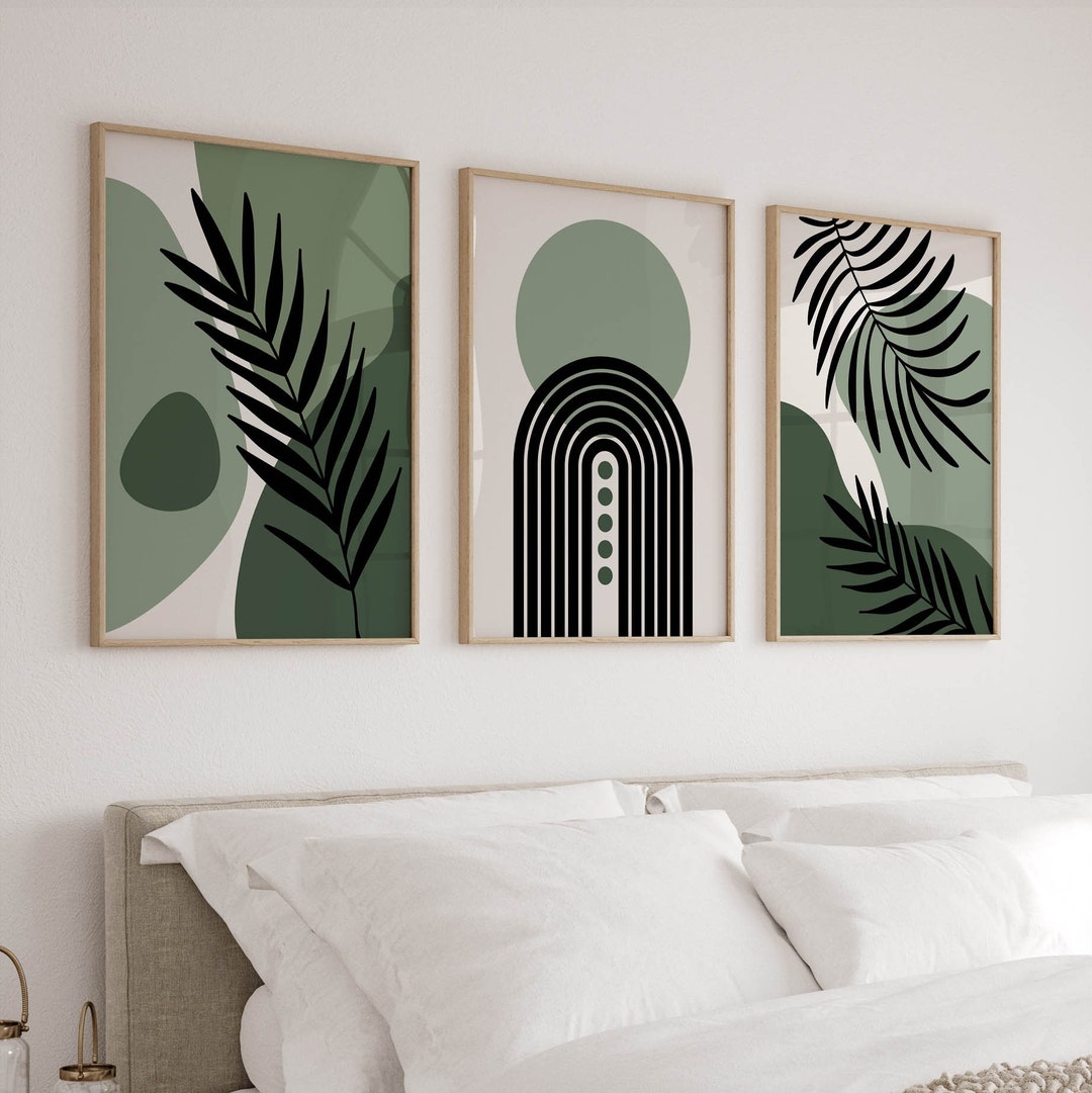 3 Piece Boho Wall Art, Set of 3 Posters and Prints in Olive and Sage ...