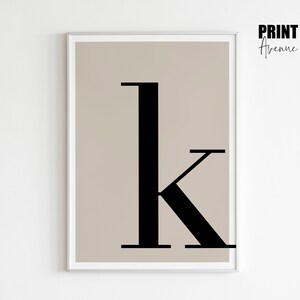 Personalized Modern Initial Art Print, Custom Letter Poster, Beige ...