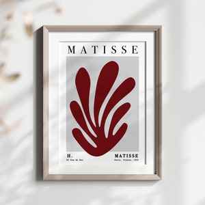 Matisse Print in Dark Red, Mid Century Modern Posters and Prints ...