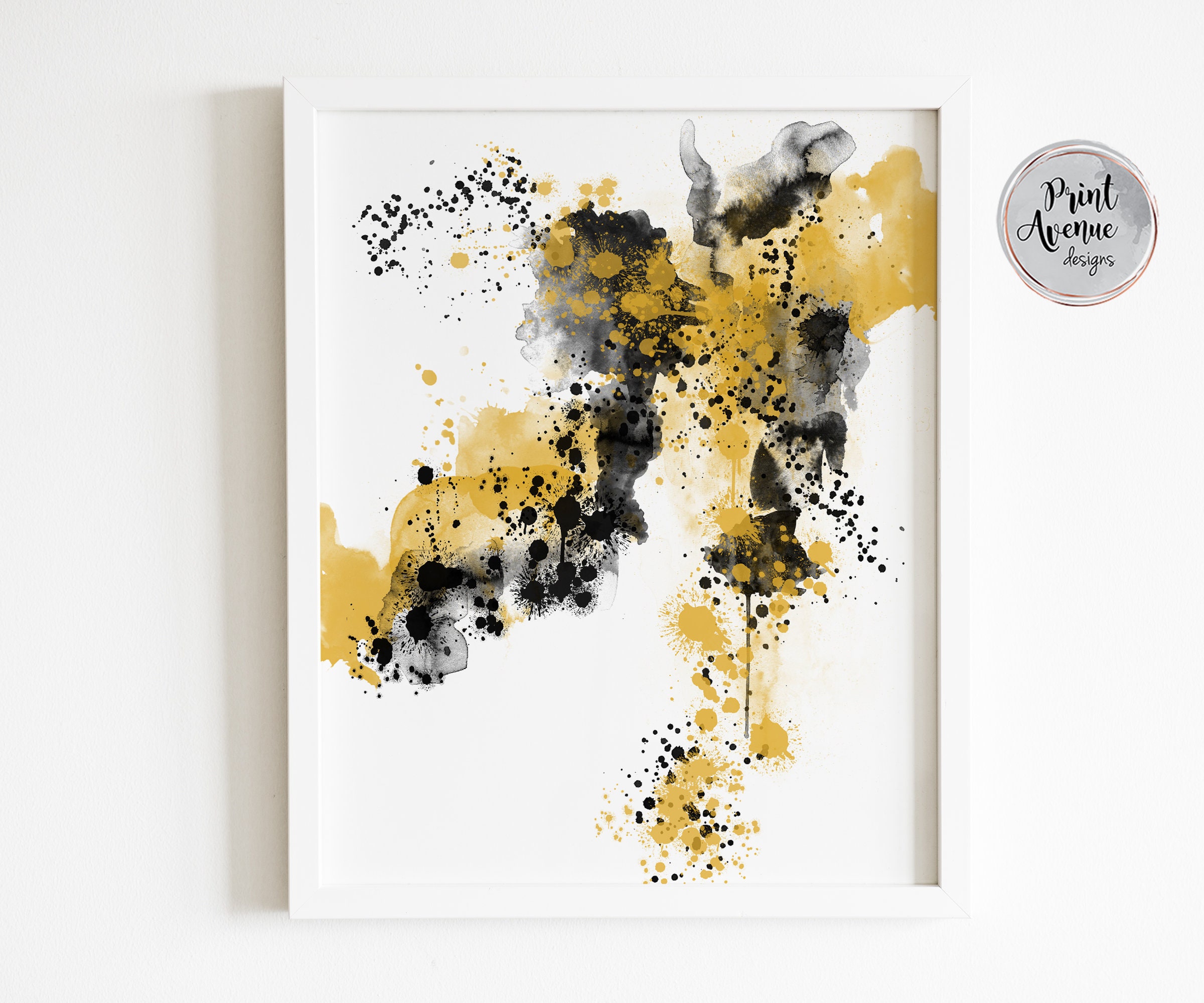 Set of 2 Abstract Prints Mustard Wall Art Set 2 Piece | Etsy