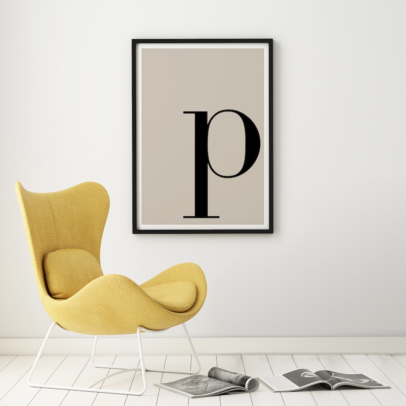 Personalized Modern Initial Art Print Custom Letter Poster - Etsy