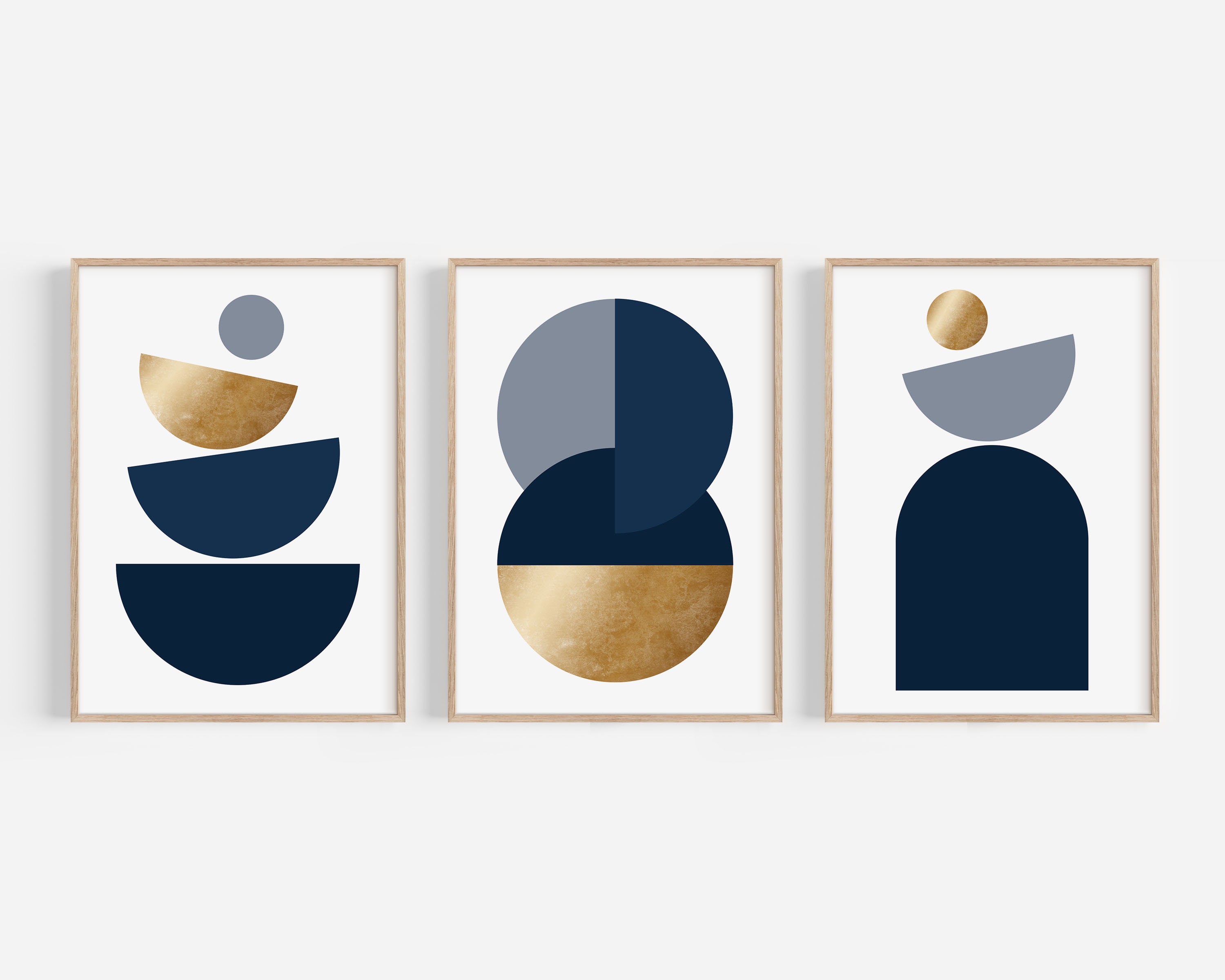 Set of 3 Mid Century Modern Posters in Navy Blue & Gold 3 - Etsy