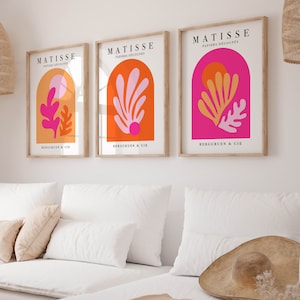 Set of 3 Matisse Prints Pink & Orange, Colorful Wall Art, Funky Preppy ...