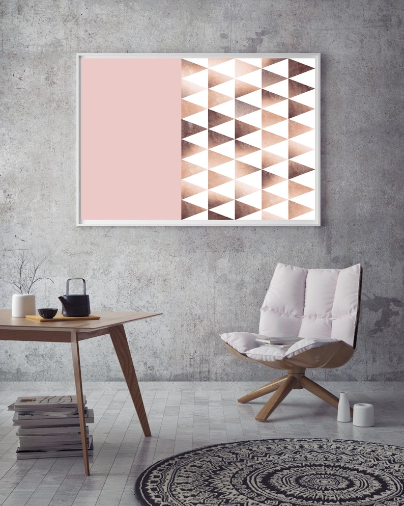 Pink Copper Wall Art Canvas Art Geometric Print Abstract | Etsy