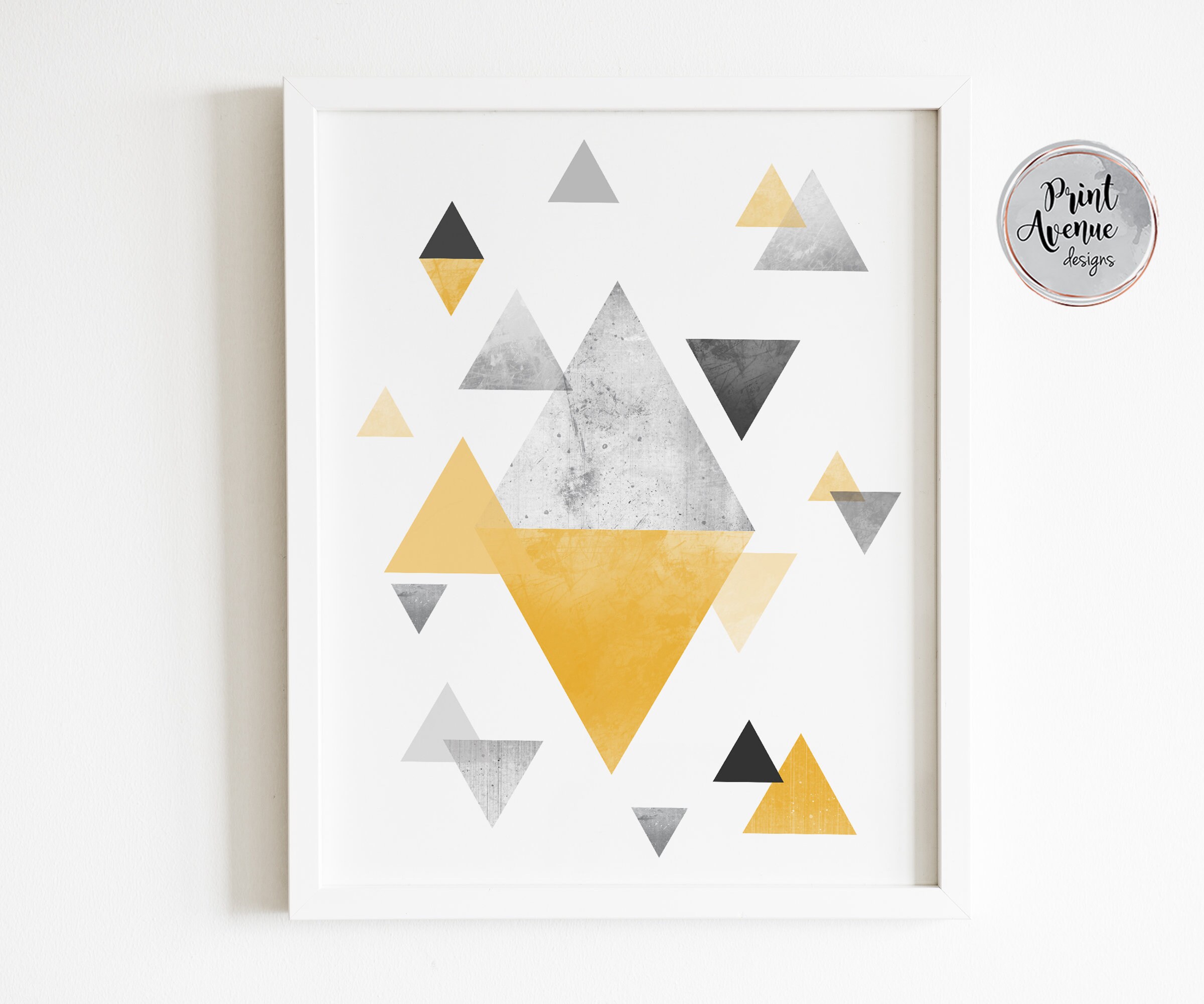 Yellow Abstract Print Geometric Art Scandinavian Print | Etsy