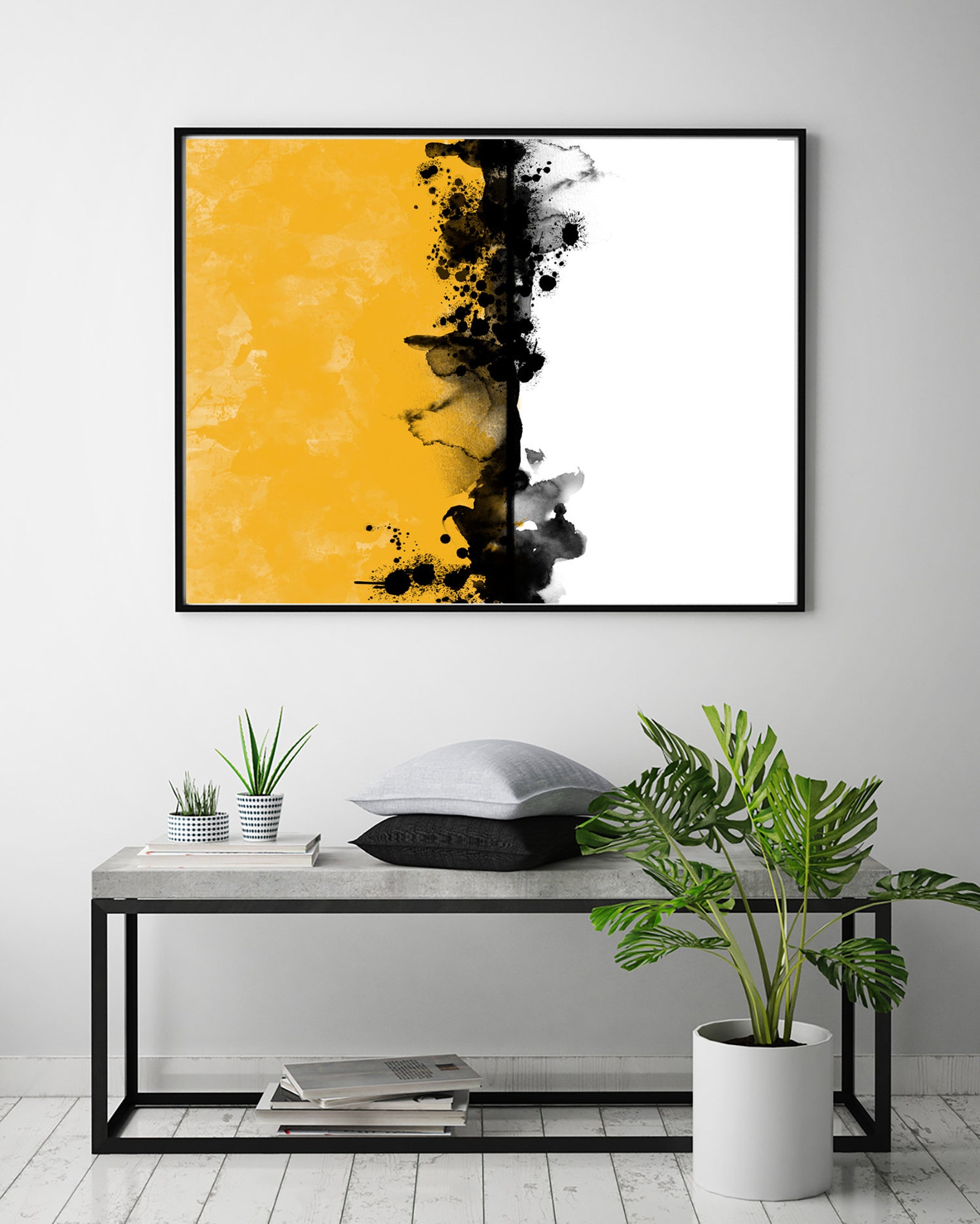 Abstract Art Print Mustard Yellow Print Digital Painting | Etsy