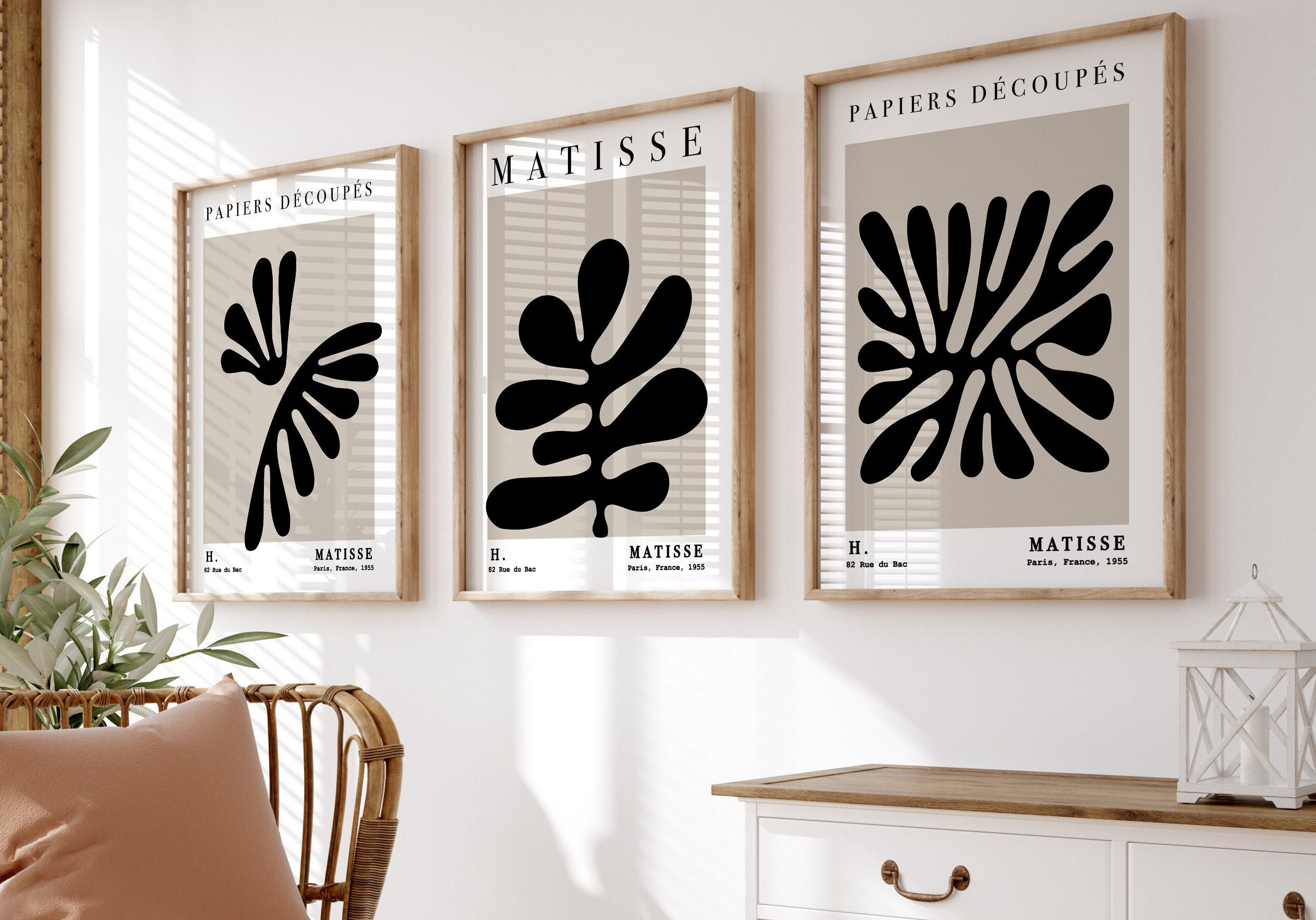 Set of 3 Matisse Prints, Mid Century Modern Wall Art, Neutral Triptych ...