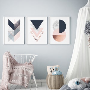 Wall Art Prints Set Geometric Posters Set of 3 Prints Home - Etsy