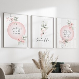 Personalised Wall Art for Girls, Set of 3 Posters and Prints With ...