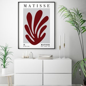 Matisse Print in Dark Red, Mid Century Modern Posters and Prints ...