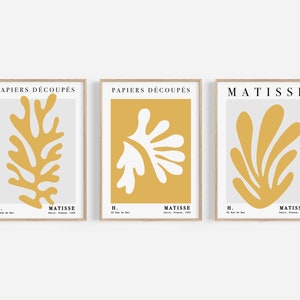 Set of 3 Matisse Posters and Prints in Yellow & Grey, Abstract Wall Art ...