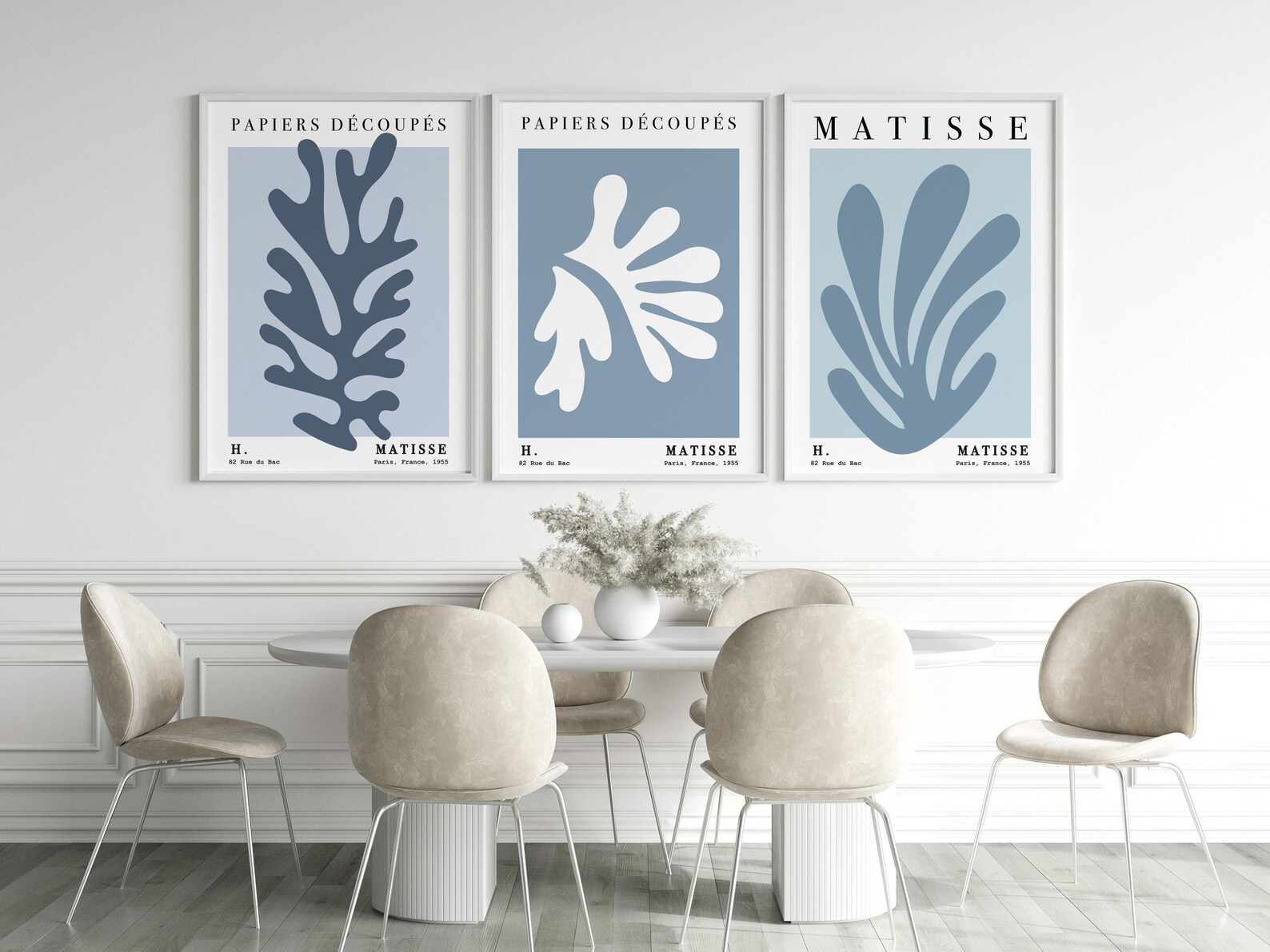 Set of 3 Blue Matisse Prints Pastel Blue Wall Art Room - Etsy