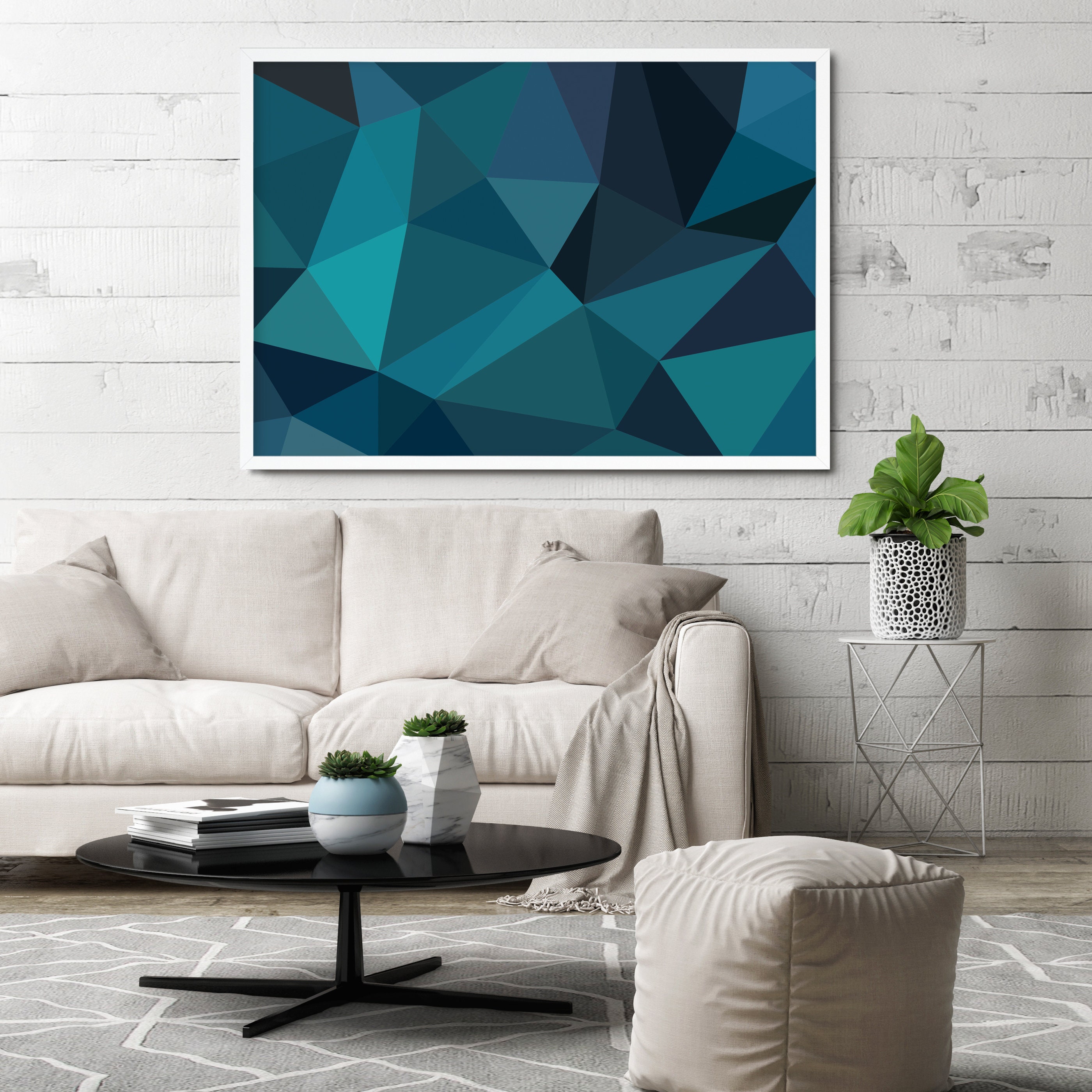 Geometric Poster Abstract Art Teal Print Teal Home Decor | Etsy