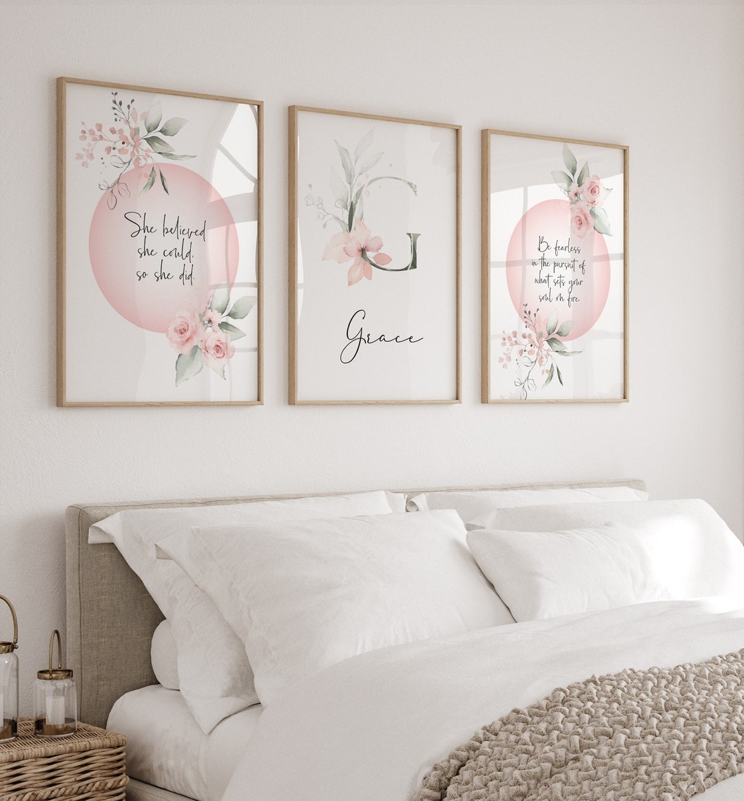 Personalised Wall Art for Girls, Set of 3 Posters and Prints With ...