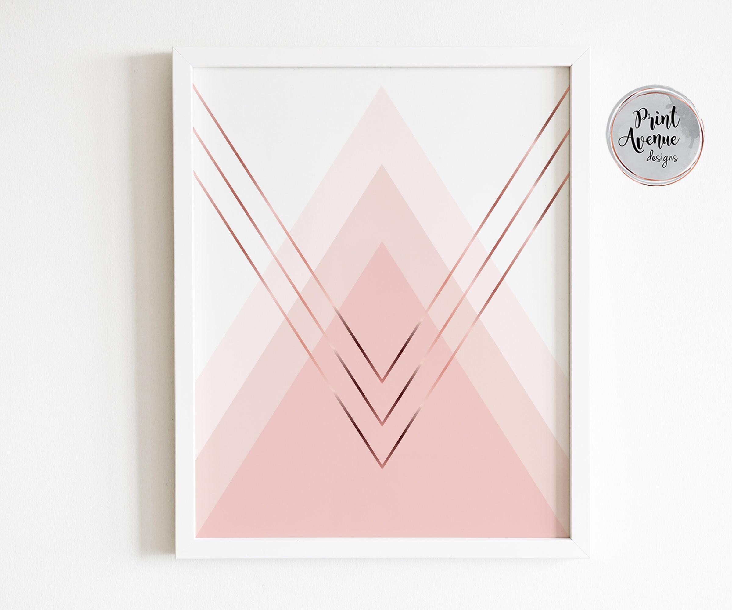 Blush Pink Scandinavian Print Nursery Wall Decor Faux Copper | Etsy