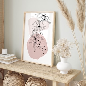 Set of 3 Pink Wall Art Prints, Boho Triptych Art, 3 Piece Botanical ...