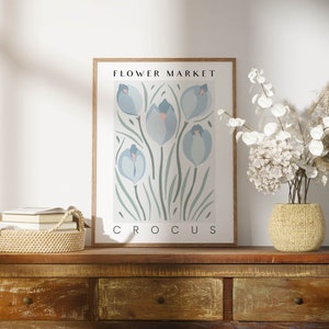 Flower Market Prints in Blue, Set of 3 Botanical Wall Art Prints ...
