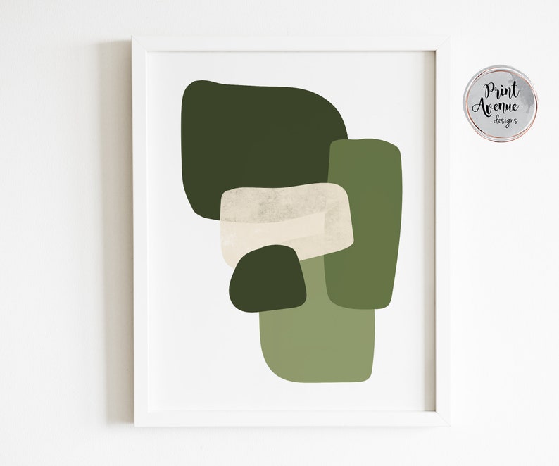Olive Green Abstract Art Modern Art Mid Century Modern - Etsy