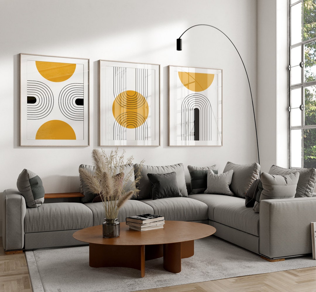 Set of 3 Mid Century Modern Art Prints, Living Room Gallery Wall ...