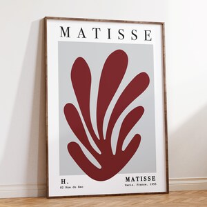 Matisse Print in Dark Red, Mid Century Modern Posters and Prints ...
