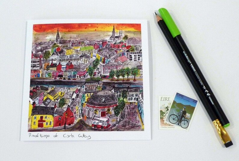 Rooftops of Cork City Greeting Card - Etsy