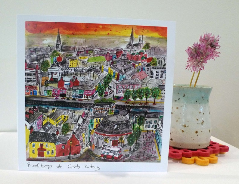 Rooftops of Cork City Greeting Card | Etsy