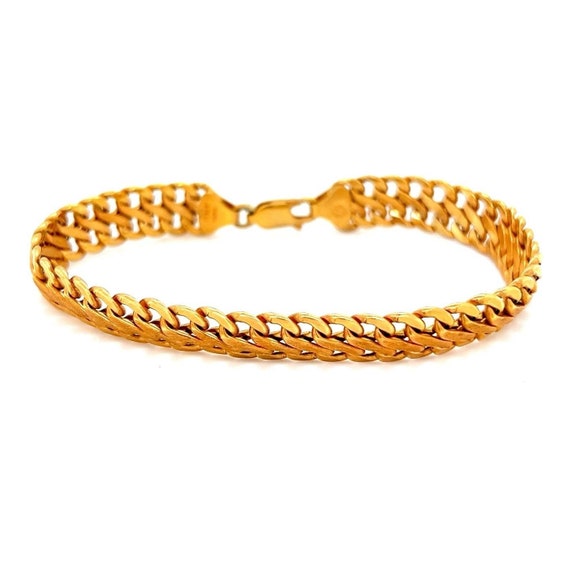 14k Gold Wide Link Bracelet - Gem