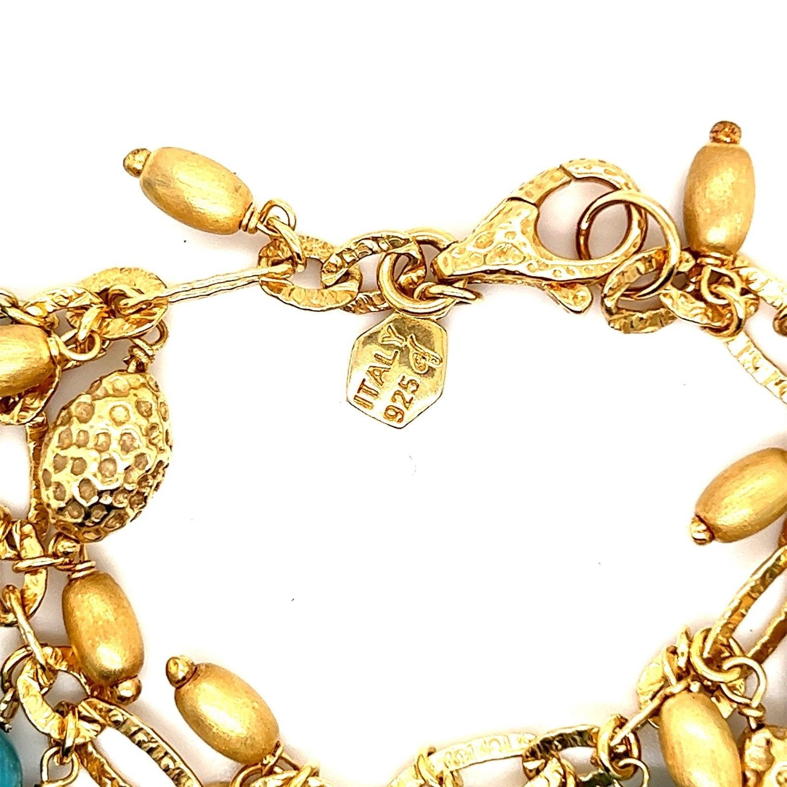 Etrusca 925 Vermeil Turquoise/gold Ball Charms Bracelet - Etsy Etrusca 925 Vermeil Turquoise/gold Ball Charms Bracelet - Etsy