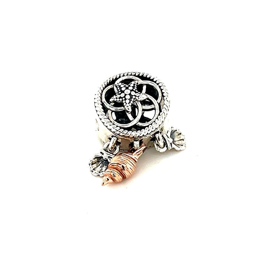 Pandora Silver/rose Shells Dangle Charm - Etsy
