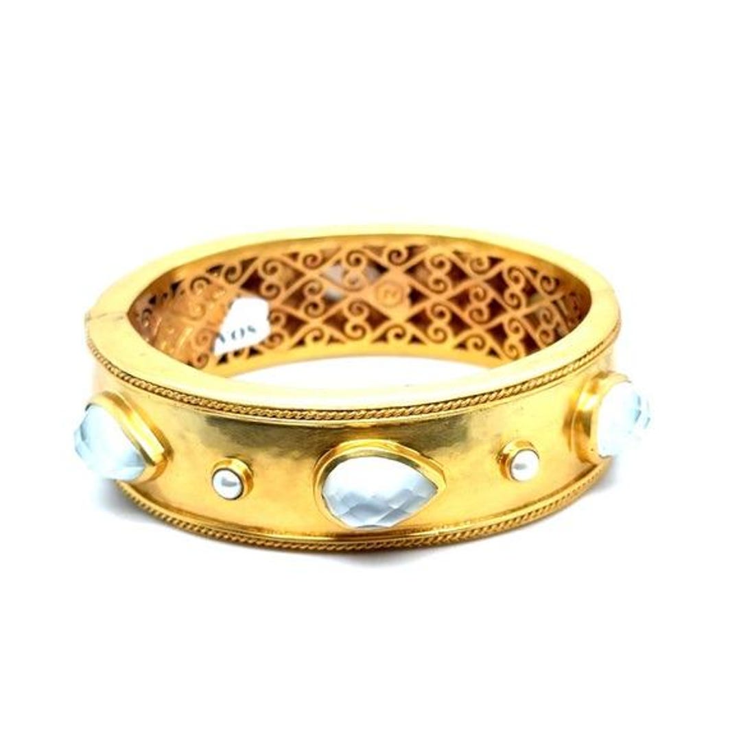 Julie Vos Gold Cannes Stones Statement Hinge Bracelet - Etsy