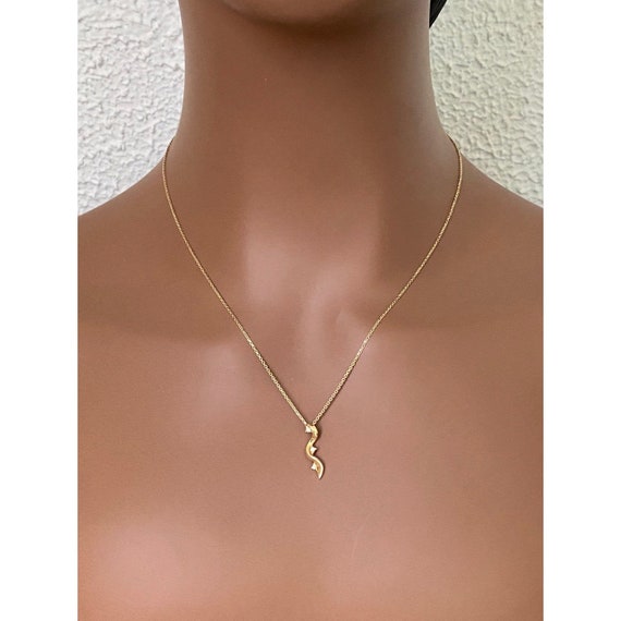 14k Diamond Wavy Pendant Necklace - Gem