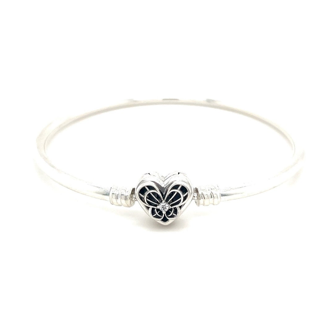 Pandora Butterfly Heart Clasp Cz Bangle - Etsy