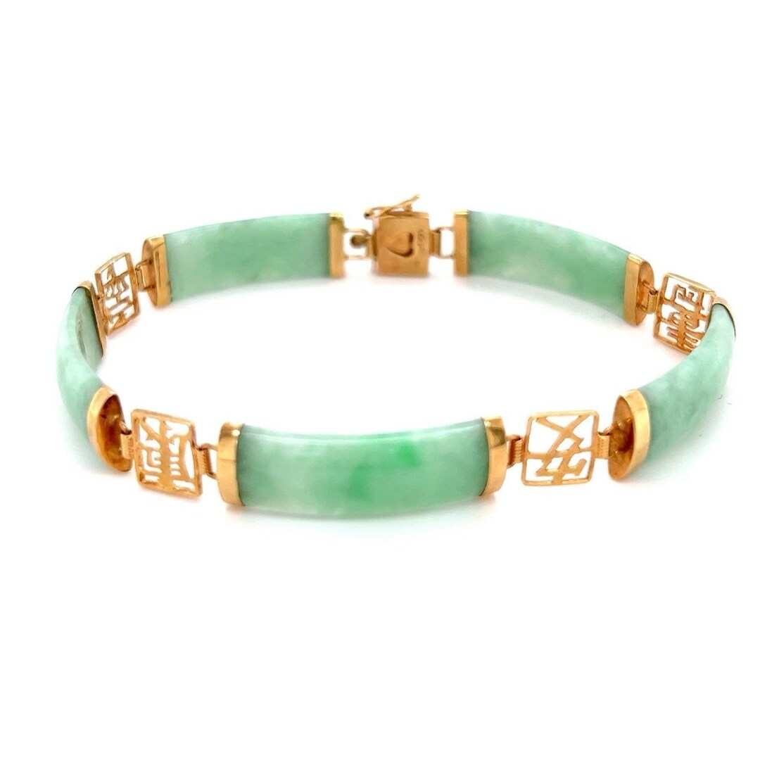 14k Gold Jade Bracelet - Etsy