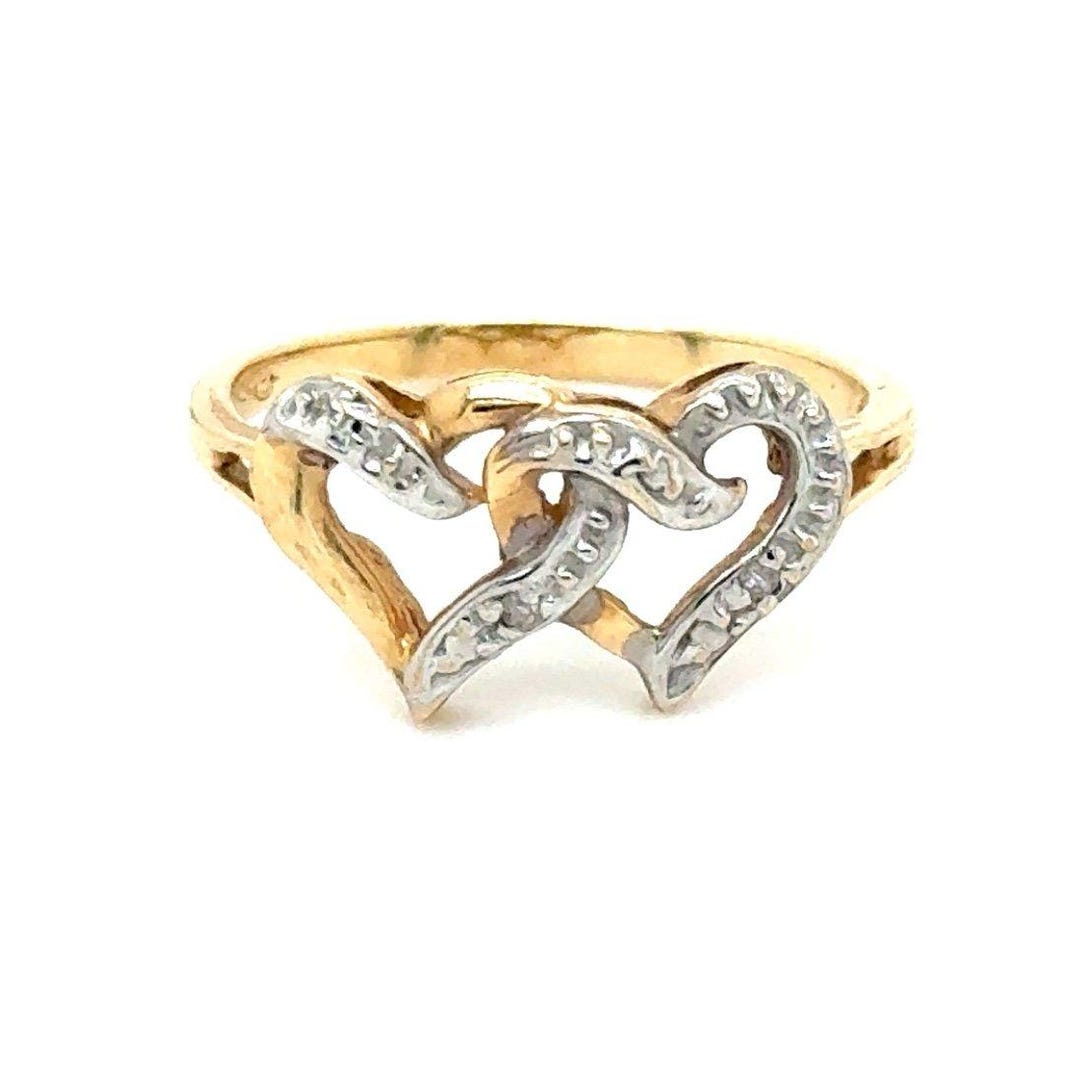 10k Gold Double Heart Ring - Etsy