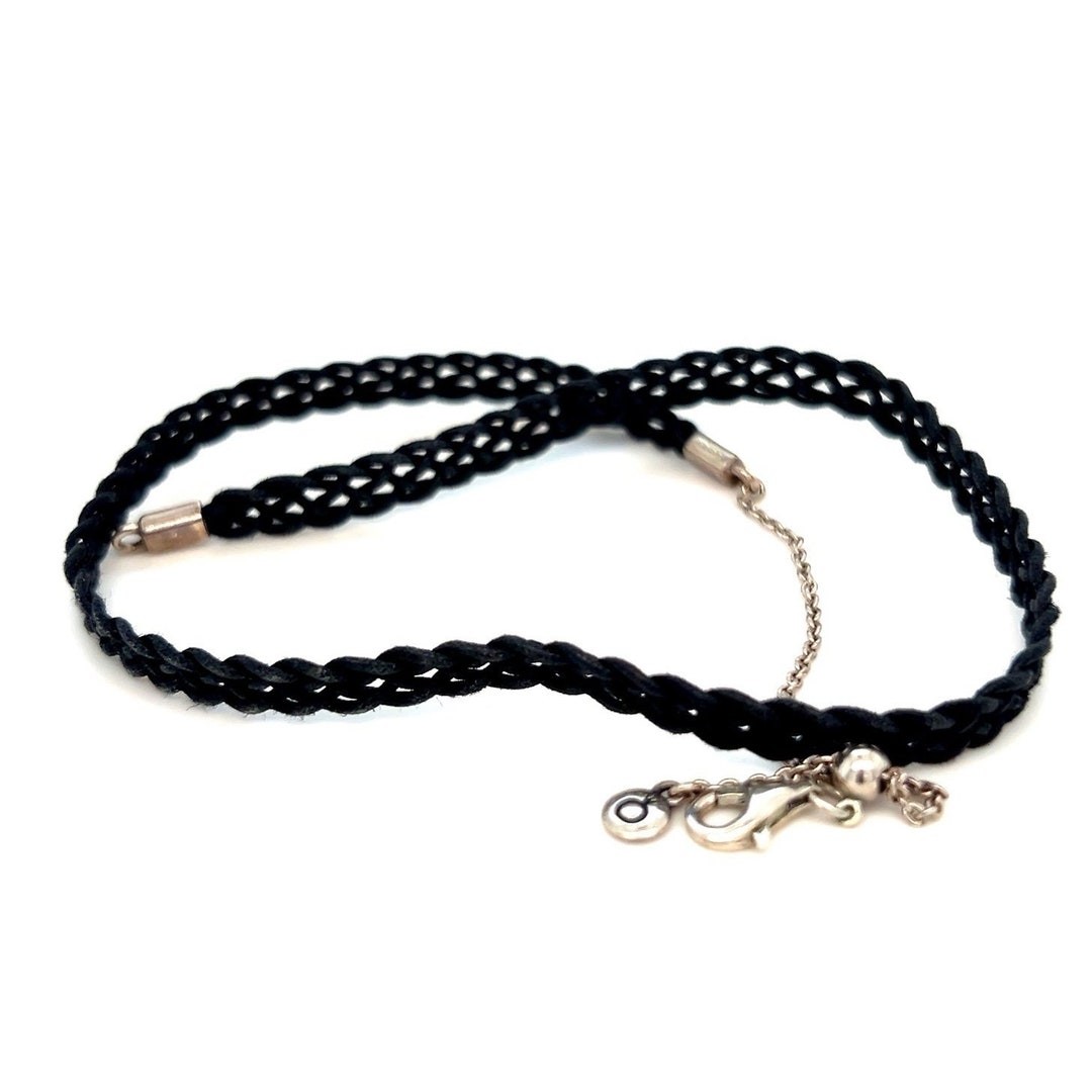 Pandora Black Braided Choker Necklace - Etsy