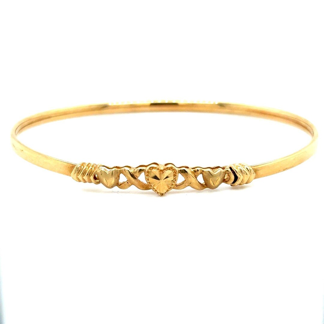 14K Gold Beverly Hills Gold XOXO Bangle - Etsy