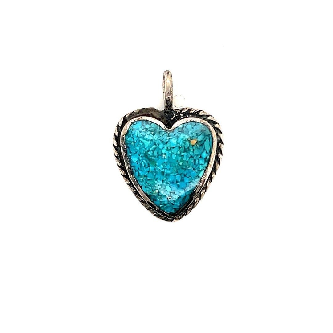 Silver Turquoise Heart Pendant - Etsy