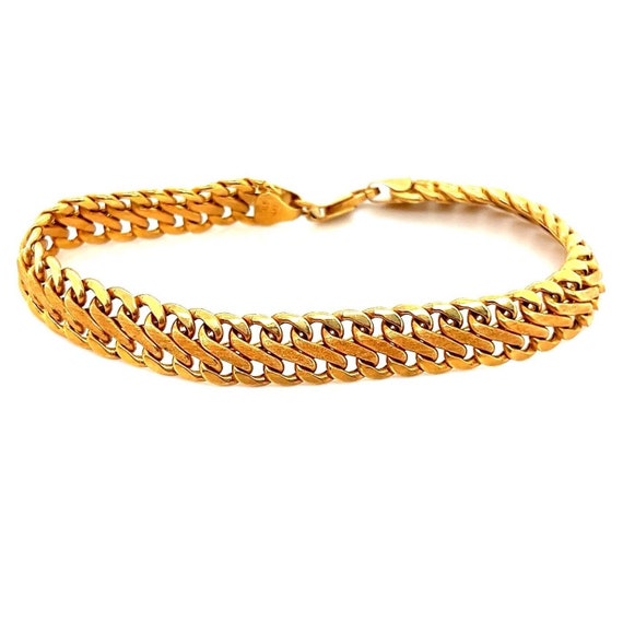 14k Gold Wide Link Bracelet - Gem