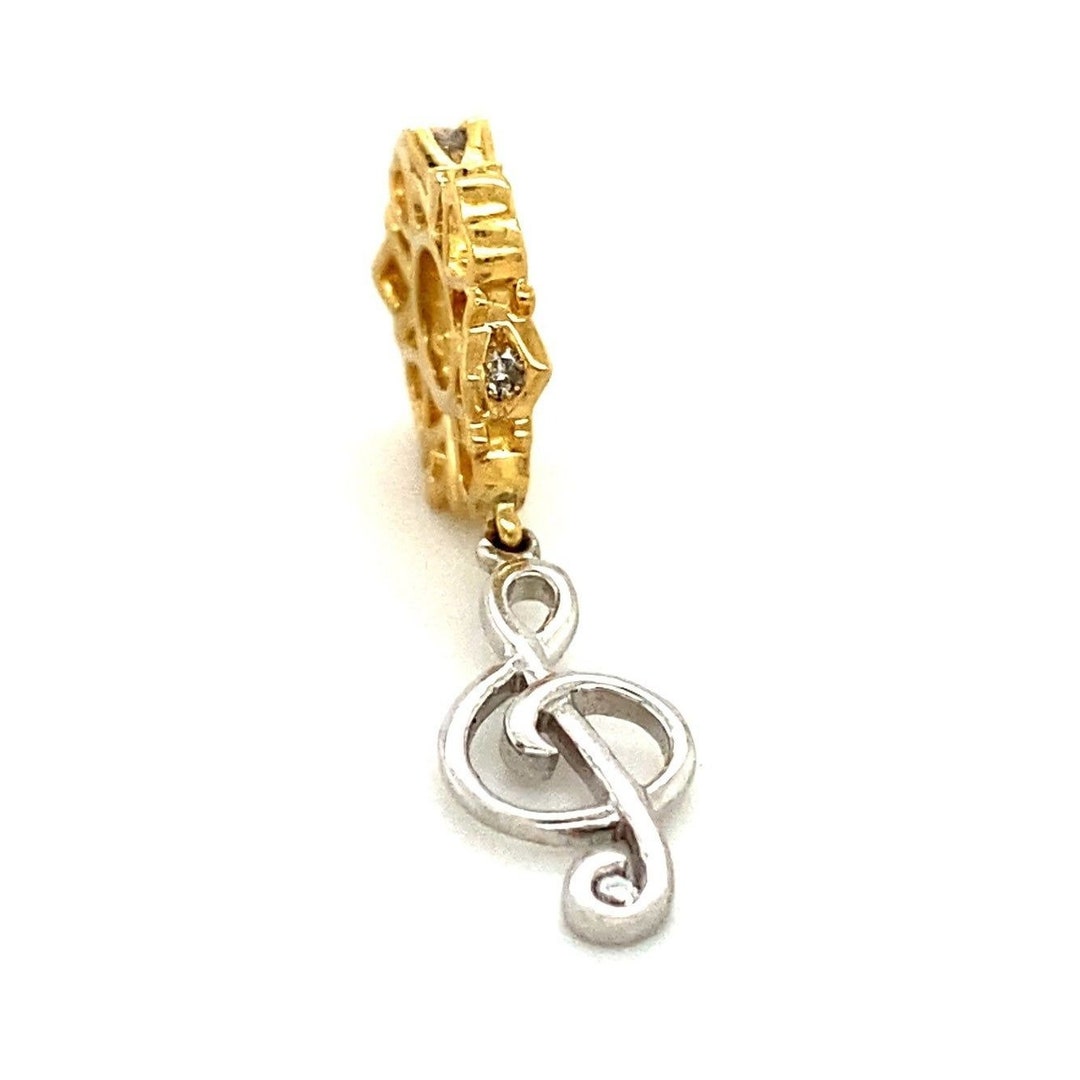 14k Two-tone Diamond Treble Clef Storywheel Charm - Etsy