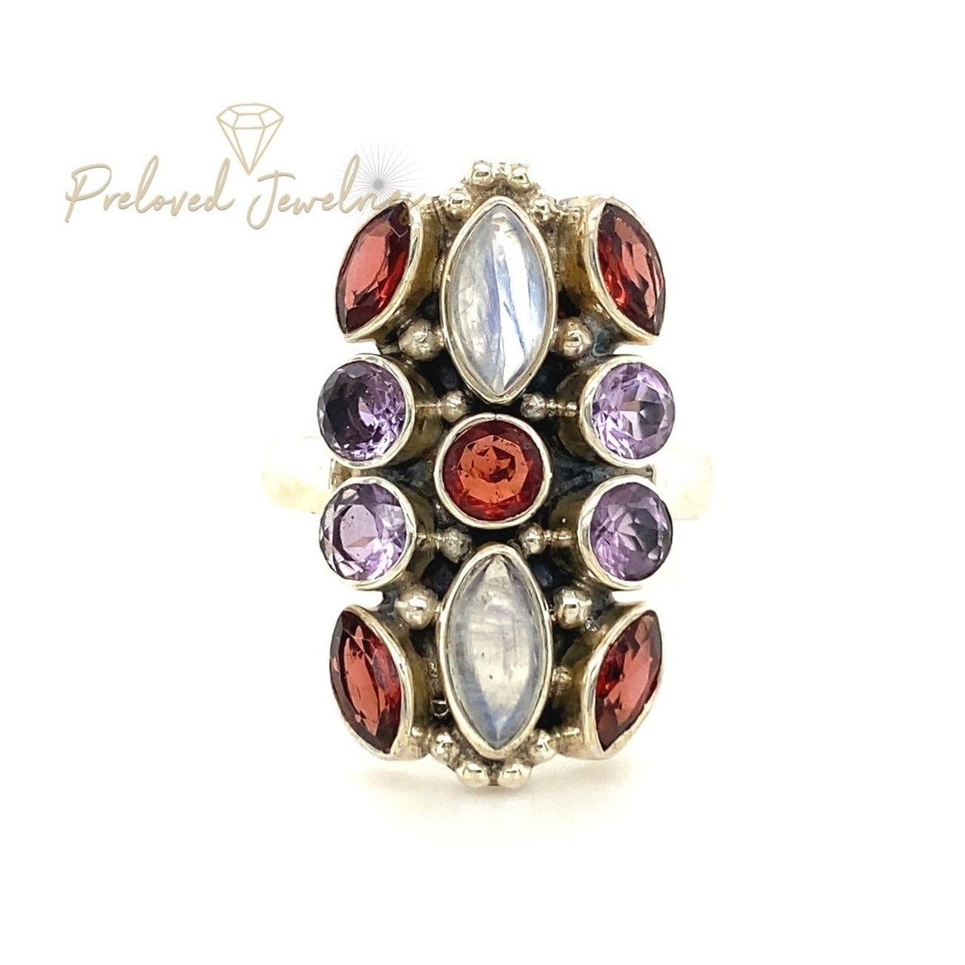 Nicky Butler 925 Moonstone, Garnet & Amethysts Ring - Etsy